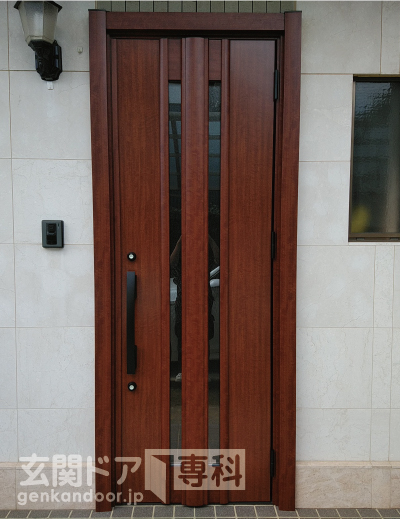 千葉県 柏市 LIXILリシェント3 G15型 片開き ポートマホガニー色 | YKKAP玄関ドア交換・リフォーム専門店 玄関ドア専科